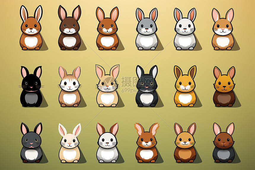 可爱的卡通兔子合集插图插画图片下载-正版图片600572018-摄图网