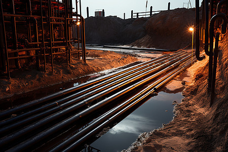 建筑工地上一条大型管道高清图片下载-正版图片600586150-摄图网