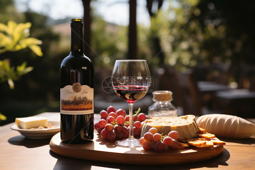 阳光下的美酒与美食高清图片下载-正版图片600594390-摄图网