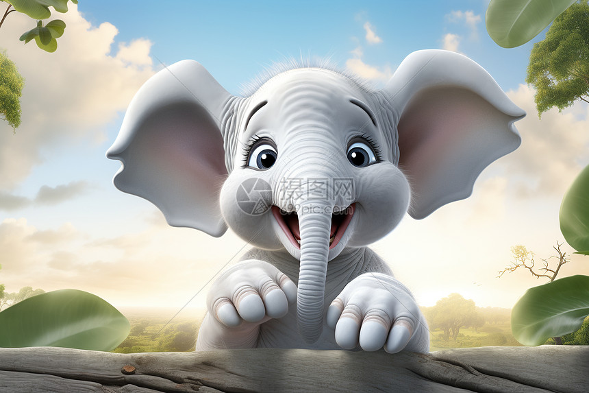可爱的卡通大象插画图片下载-正版图片600596311-摄图网