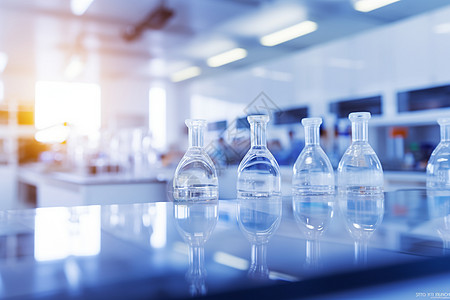 实验室背景-实验室摄影图片-化学实验室中的试管与烧瓶图片-摄图网