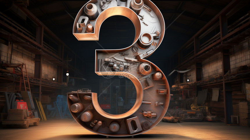 钢铁铸成的数字3插画图片下载-正版图片600606177-摄图网