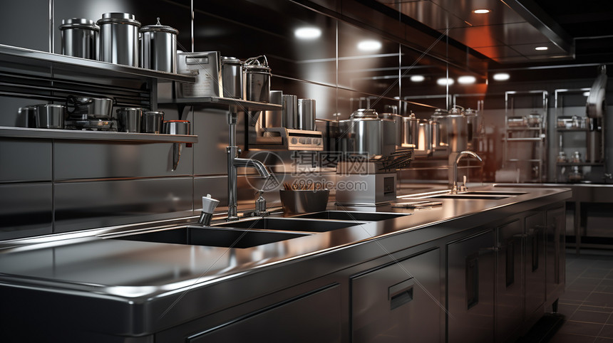 厨房的不锈钢水槽高清图片下载-正版图片600608336-摄图网