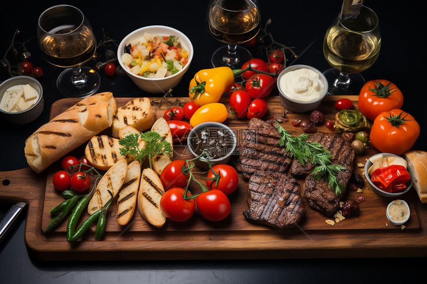 丰盛的美食与美酒高清图片下载-正版图片600612580-摄图网