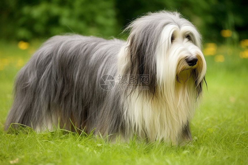 草地上的长毛狗高清图片下载-正版图片600615964-摄图网