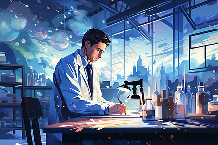 科研人员插画_科研人员卡通_科研人员插图_手绘_板绘_摄图网