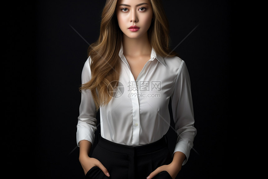 穿着白衬衫的女子高清图片下载-正版图片600625649-摄图网