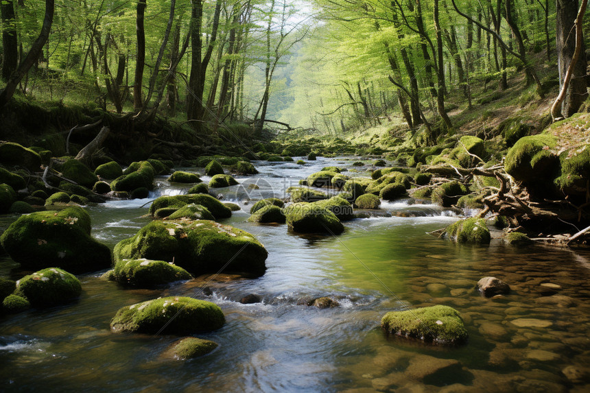 流动的溪水高清图片下载-正版图片600633624-摄图网