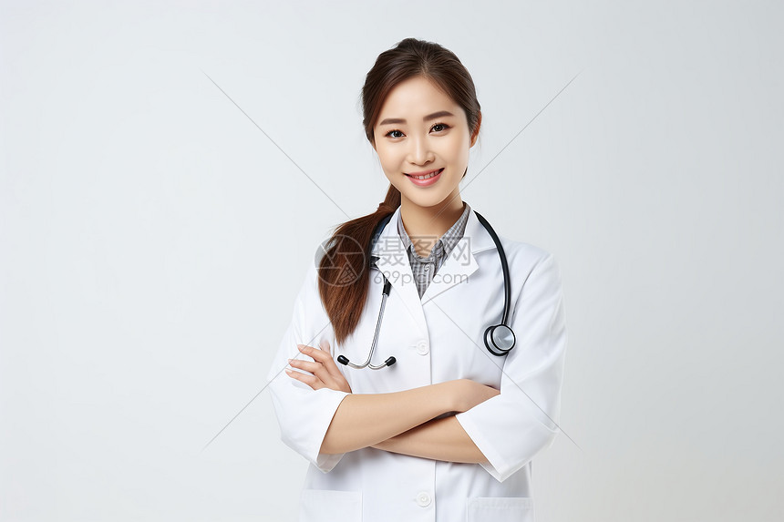 女医生戴着听诊器高清图片下载-正版图片600644524-摄图网