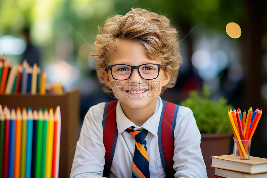 快乐学校的外国小男孩高清图片下载-正版图片600647004-摄图网