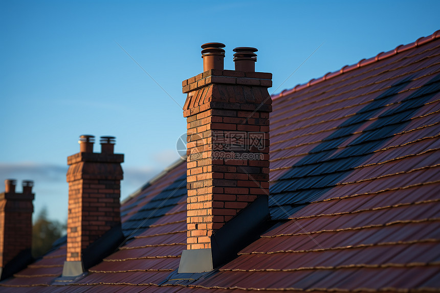 房屋屋顶上的烟囱高清图片下载-正版图片600652136-摄图网