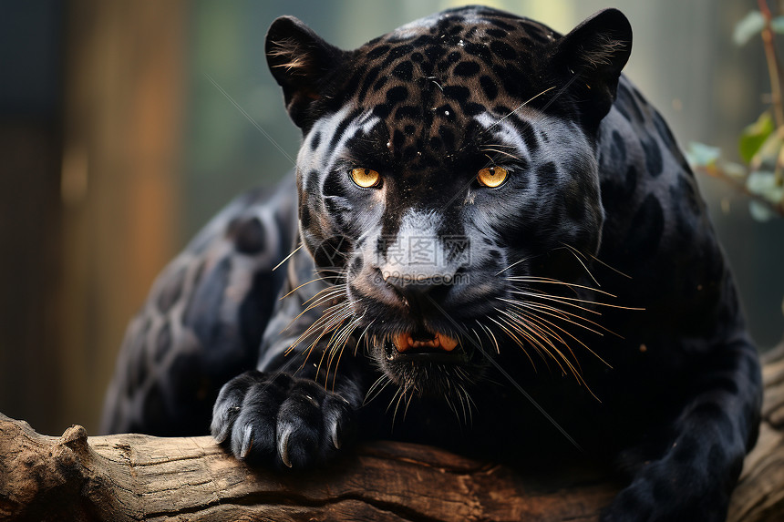 黑豹躺在树枝上高清图片下载-正版图片600658364-摄图网