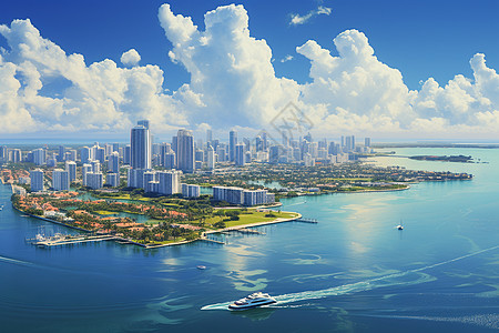 美丽的海洋城市插画图片下载-正版图片600659182-摄图网