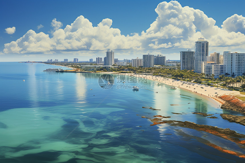 美丽的海洋城市插画图片下载-正版图片600659182-摄图网