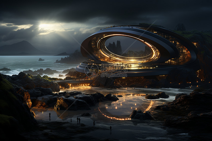 未来派城市的海洋能量转换装置图片素材-正版创意图片600668059-摄图网