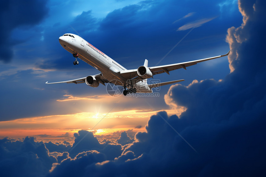天空中飞行的民航飞机图片素材-正版创意图片600669107-摄图网