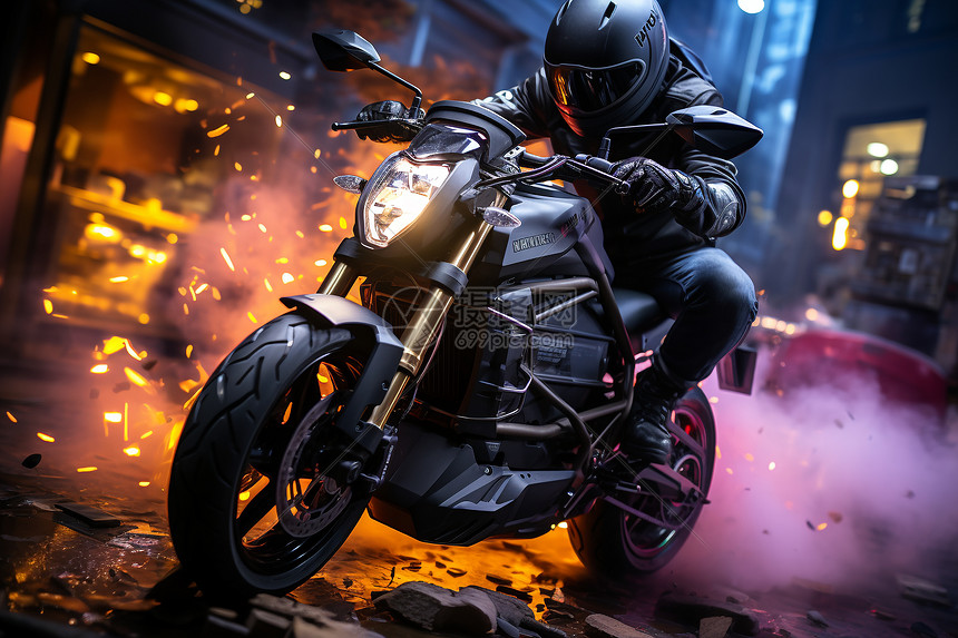 街头酷炫的摩托车高清图片下载-正版图片600670240-摄图网