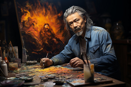 深夜创作的艺术家高清图片下载-正版图片600678538-摄图网