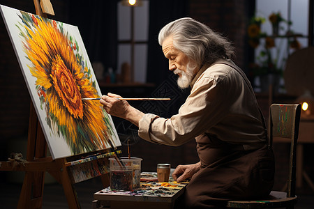 创意艺术家与墙上的绘画高清图片下载-正版图片600682710-摄图网