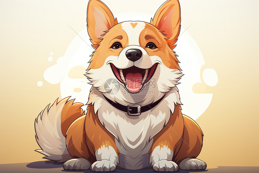 开心的卡通狗插画图片下载-正版图片600685621-摄图网