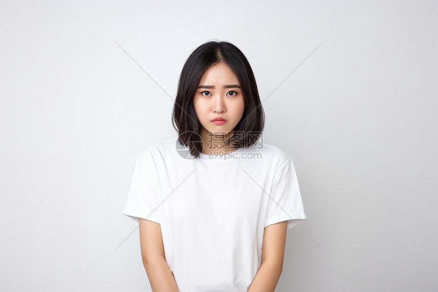 表情紧张的女孩高清图片下载 正版图片600689410 摄图网