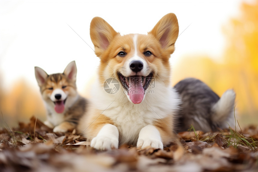 呆萌可爱的柯基宠物狗狗高清图片下载-正版图片600696500-摄图网