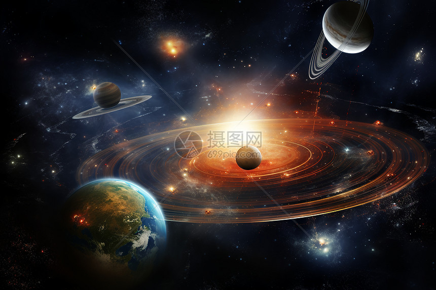 太阳系中的行星插画图片下载-正版图片600703035-摄图网