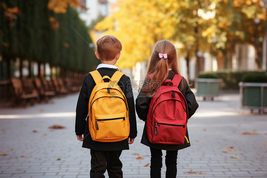 小学生背影高清图片下载-正版图片600703540-摄图网