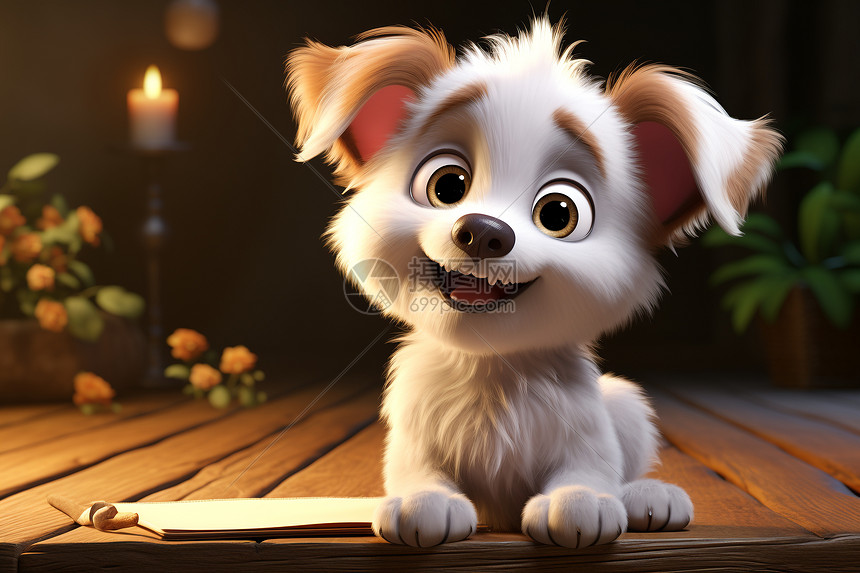 3D可爱的卡通小狗插画图片下载-正版图片600704513-摄图网