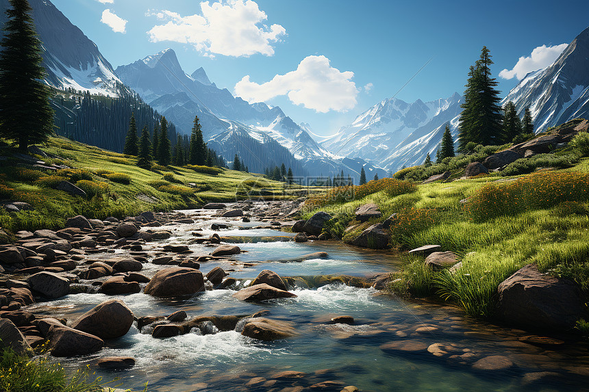 清澈的溪水高清图片下载-正版图片600708684-摄图网