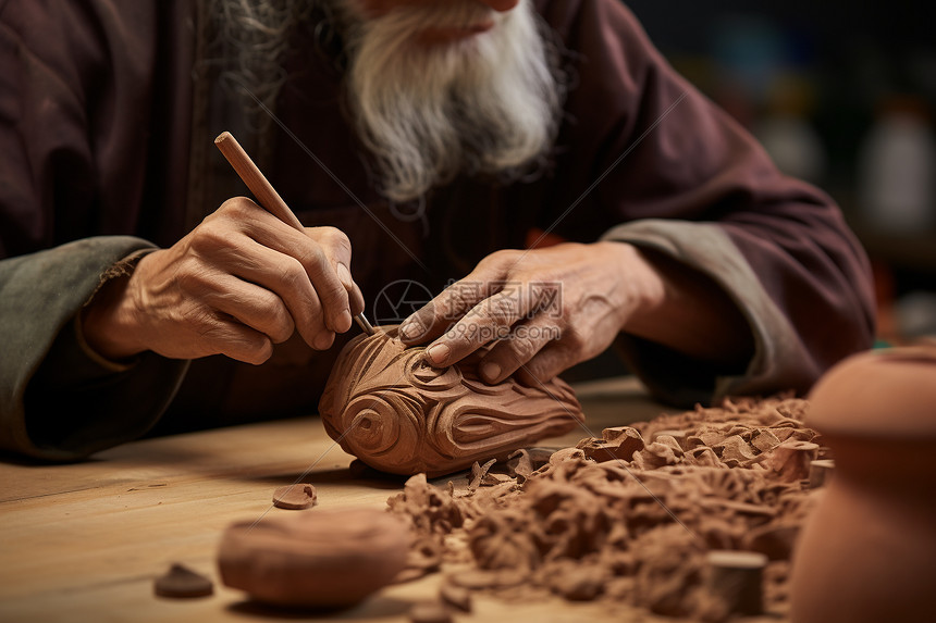雕刻工艺品的匠人高清图片下载-正版图片600713793-摄图网