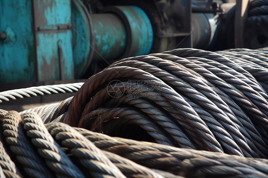 甲板上粗糙的钢丝绳索高清图片下载-正版图片600714827-摄图网