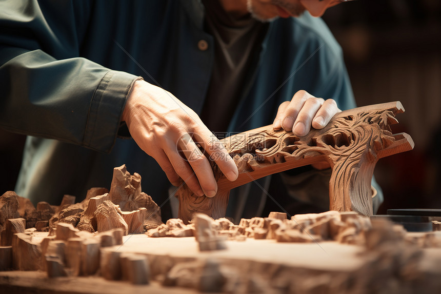 雕刻艺术品的木匠高清图片下载-正版图片600717973-摄图网