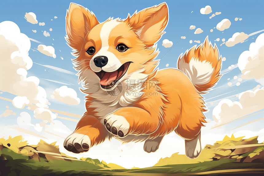 飞奔的狗狗插画图片下载-正版图片600720160-摄图网
