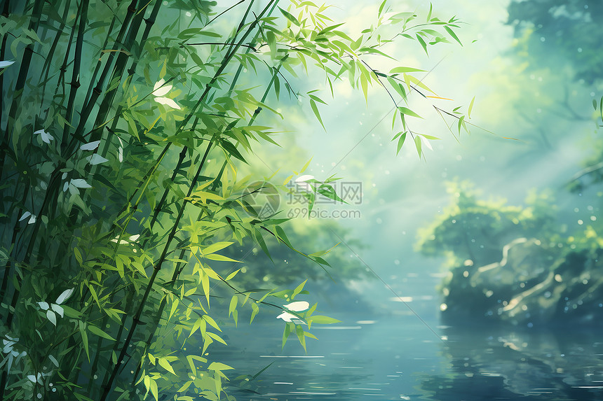 竹林背景插画图片下载-正版图片600720852-摄图网