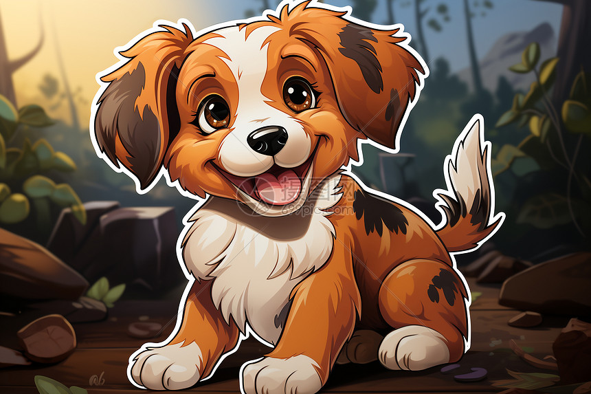 可爱的卡通小狗插画图片下载-正版图片600722393-摄图网