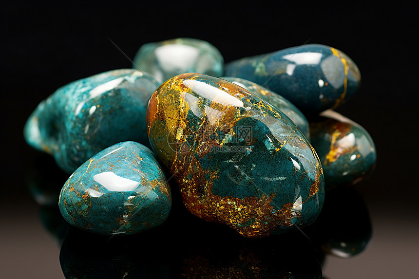 绿松石与金色石块高清图片下载-正版图片600725572-摄图网