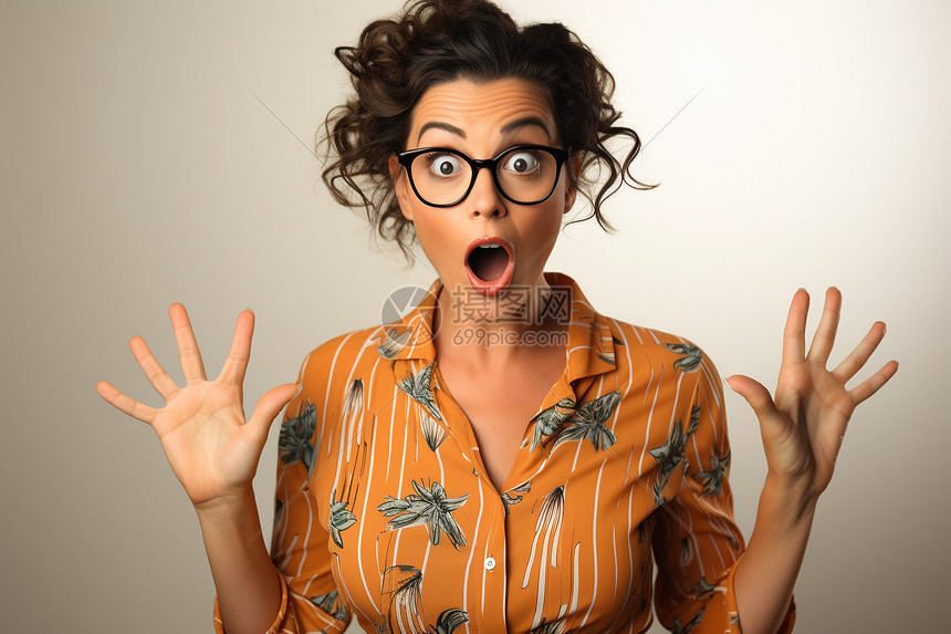 惊讶表情的外国女子高清图片下载-正版图片600731384-摄图网