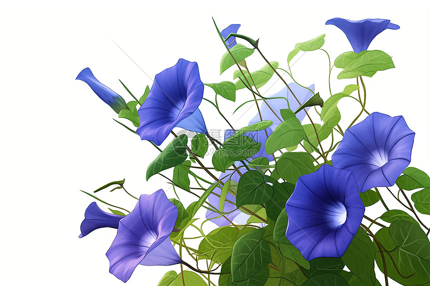 双色牵牛花插画图片下载-正版图片600740089-摄图网