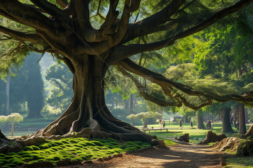 茂盛大树下的小路高清图片下载-正版图片600744510-摄图网