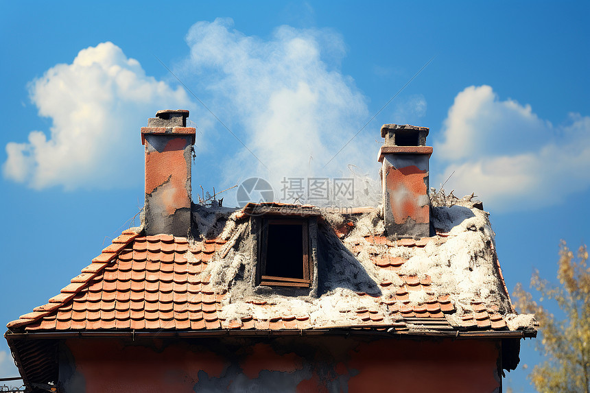 屋外房屋上的烟囱高清图片下载-正版图片600756103-摄图网
