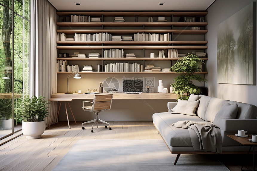 住宅内的书房高清图片下载-正版图片600758729-摄图网