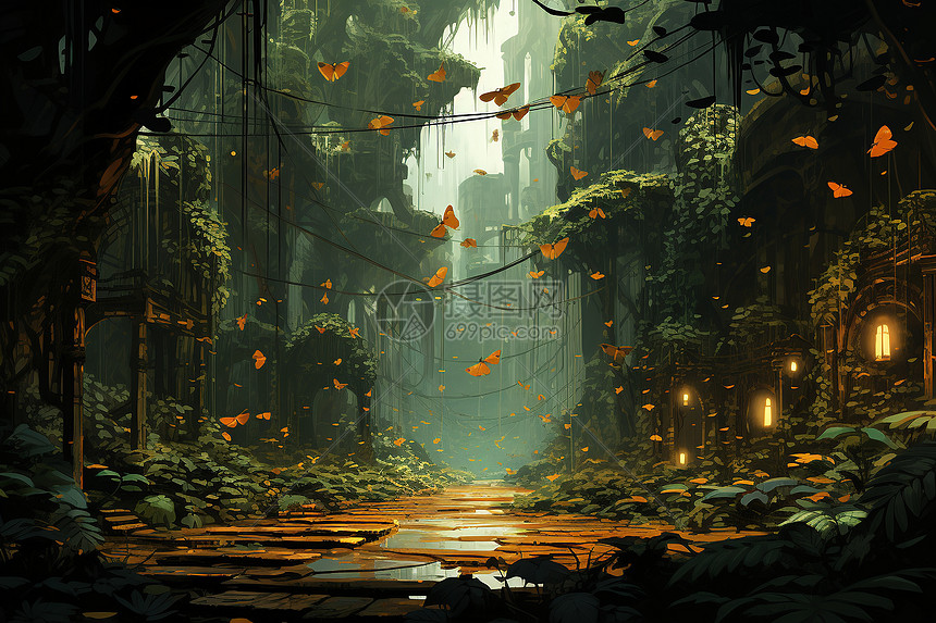奇幻森林插画图片下载-正版图片600763760-摄图网