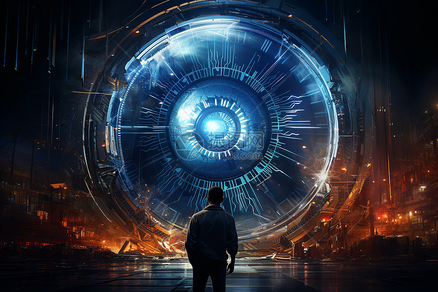 巨眼前的男子图片素材-正版创意图片600764464-摄图网