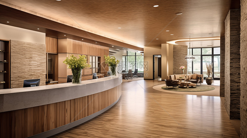 原木色的服务大厅高清图片下载-正版图片600771828-摄图网