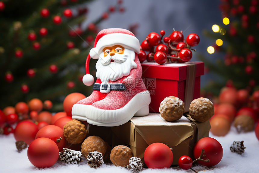 穿着红靴子的圣诞老人高清图片下载-正版图片600777533-摄图网