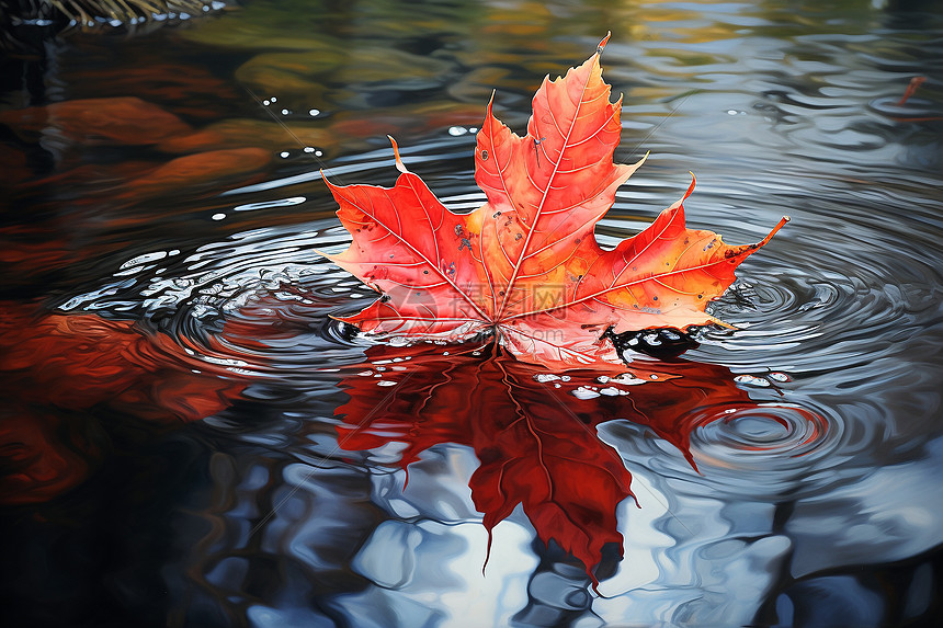 水面上的落叶高清图片下载-正版图片600780226-摄图网