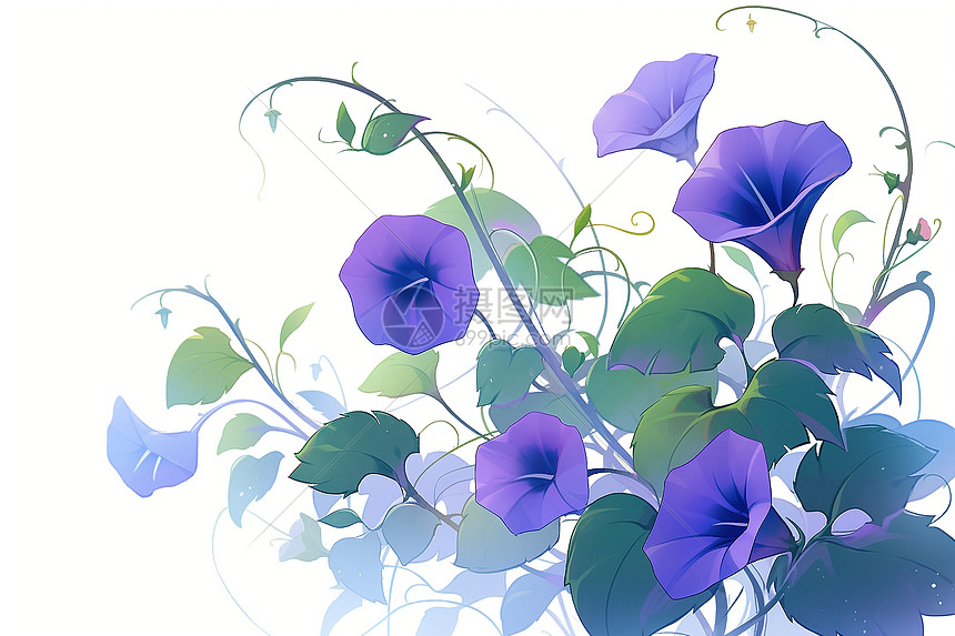 清新脱俗的牵牛花花朵插画图片下载-正版图片600788082-摄图网