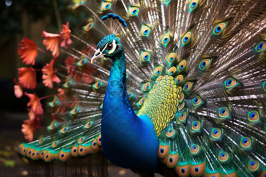 孔雀张开的尾巴高清图片下载-正版图片600789707-摄图网