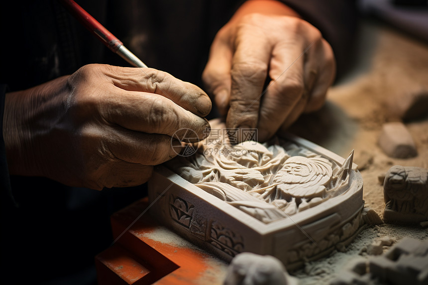 雕刻石头的人高清图片下载-正版图片600794530-摄图网